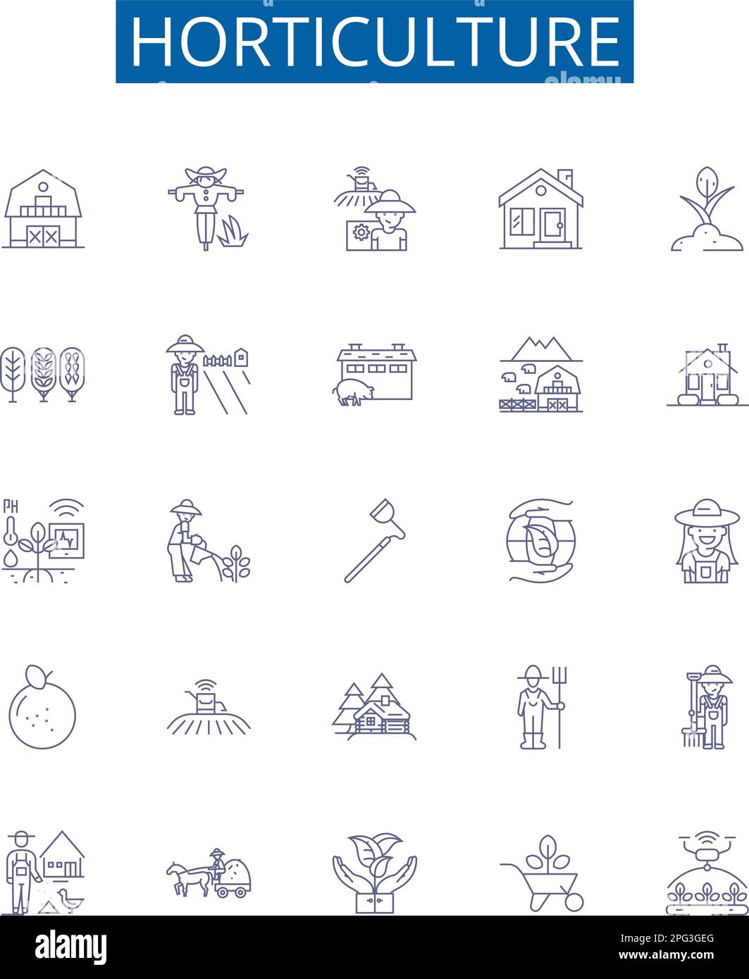 Horticulture line icons signs set. Design collection of Gardening ...