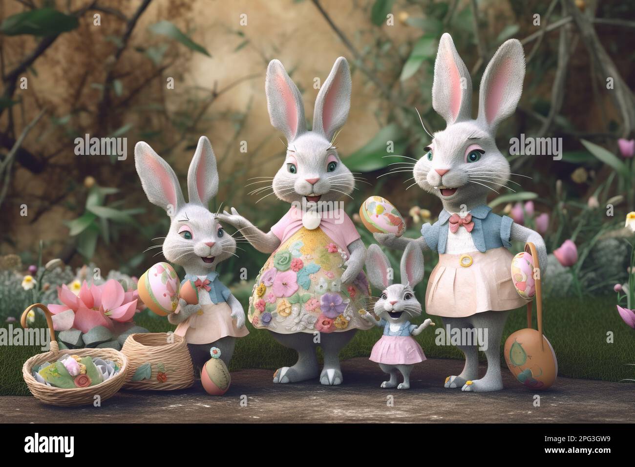 Easter Bunny Family Gathering Stock Photo - Alamy