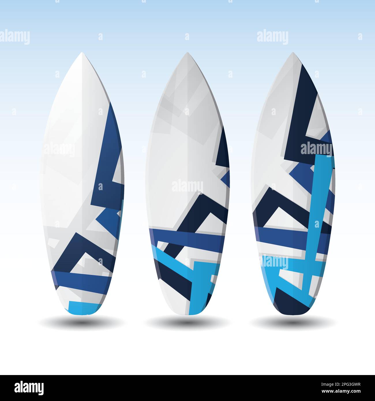 Vector Surfboards Design Template with Abstract Blue Pattern Stock ...