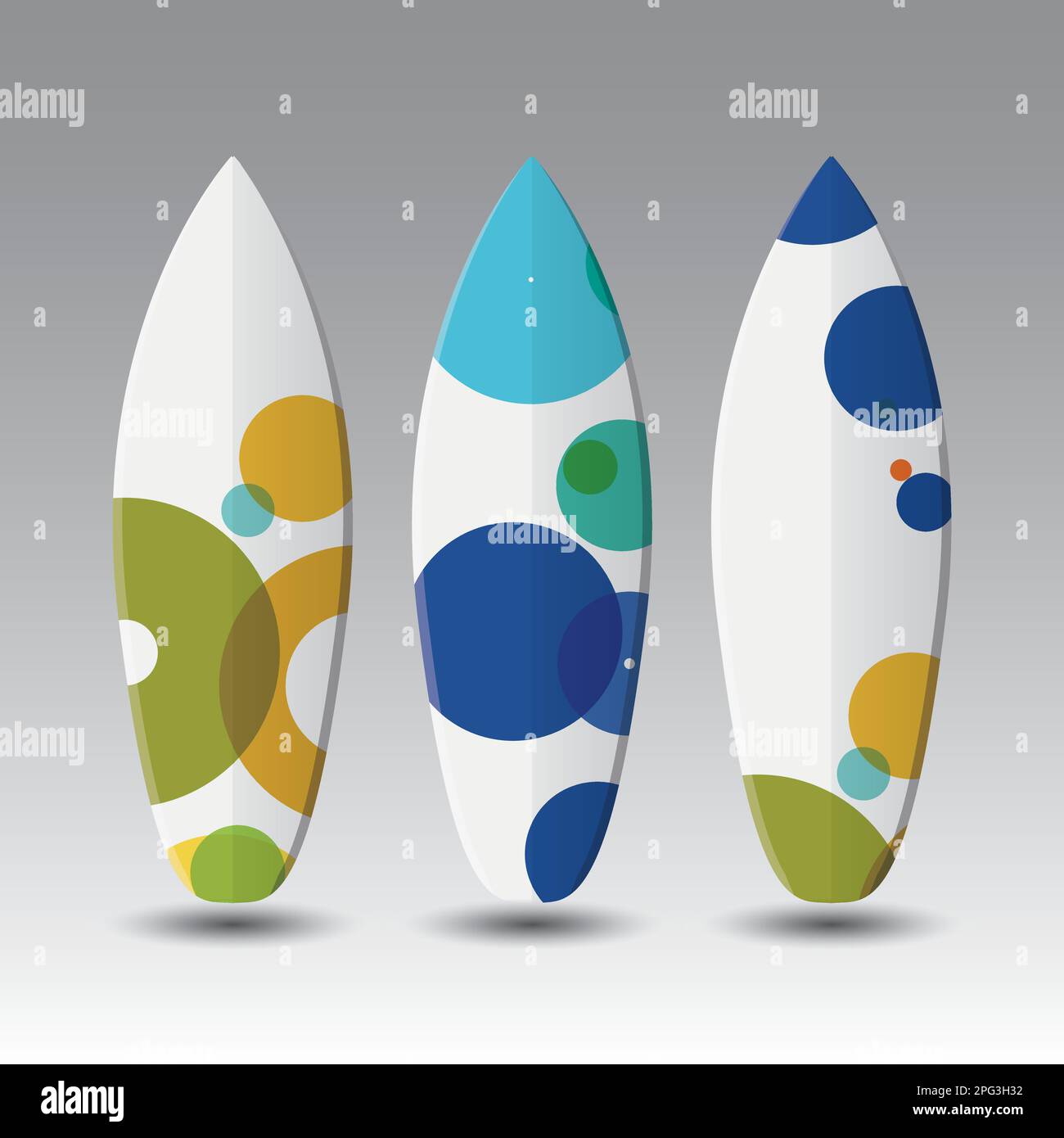 Vector Surfboards Design Template with Colorful Spotted Pattern Stock ...