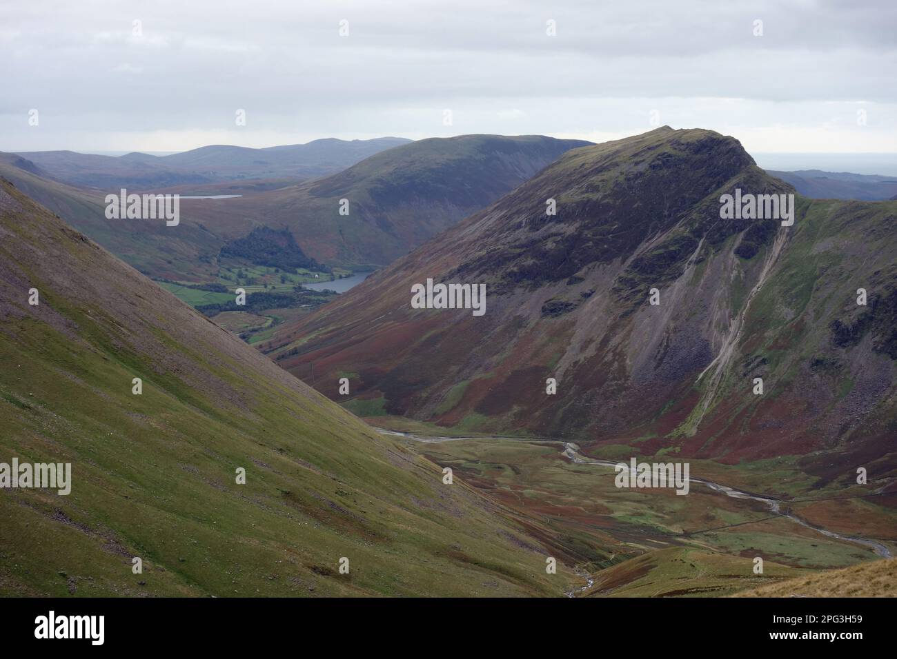 The Wainwright 'Yewbarrow' and the Mosedale Valley from near the Top of ...