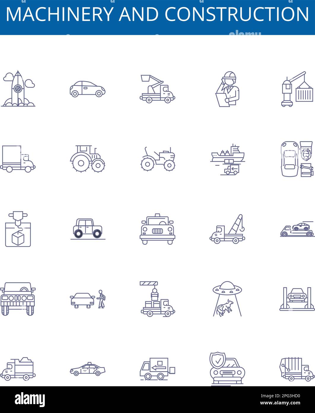 Machinery and construction line icons signs set. Design collection of ...