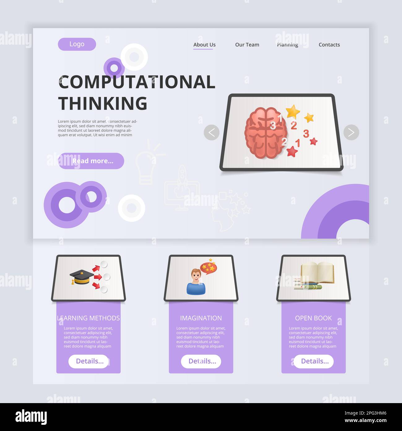 Computational thinking flat landing page website template. Learning ... Computational thinking flat landing page website template. Learning ...