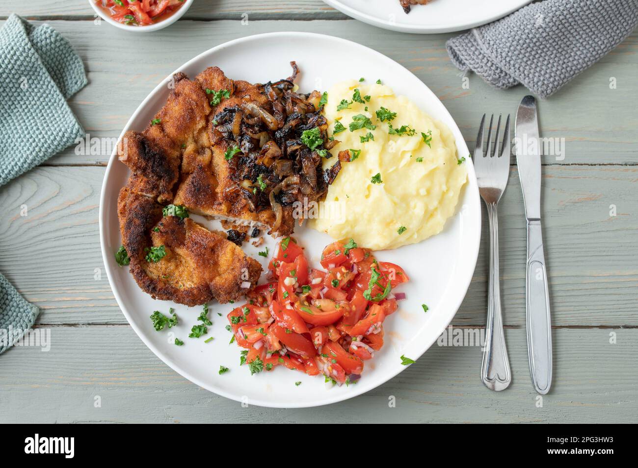 Schnitzel top view hi-res stock photography and images - Alamy