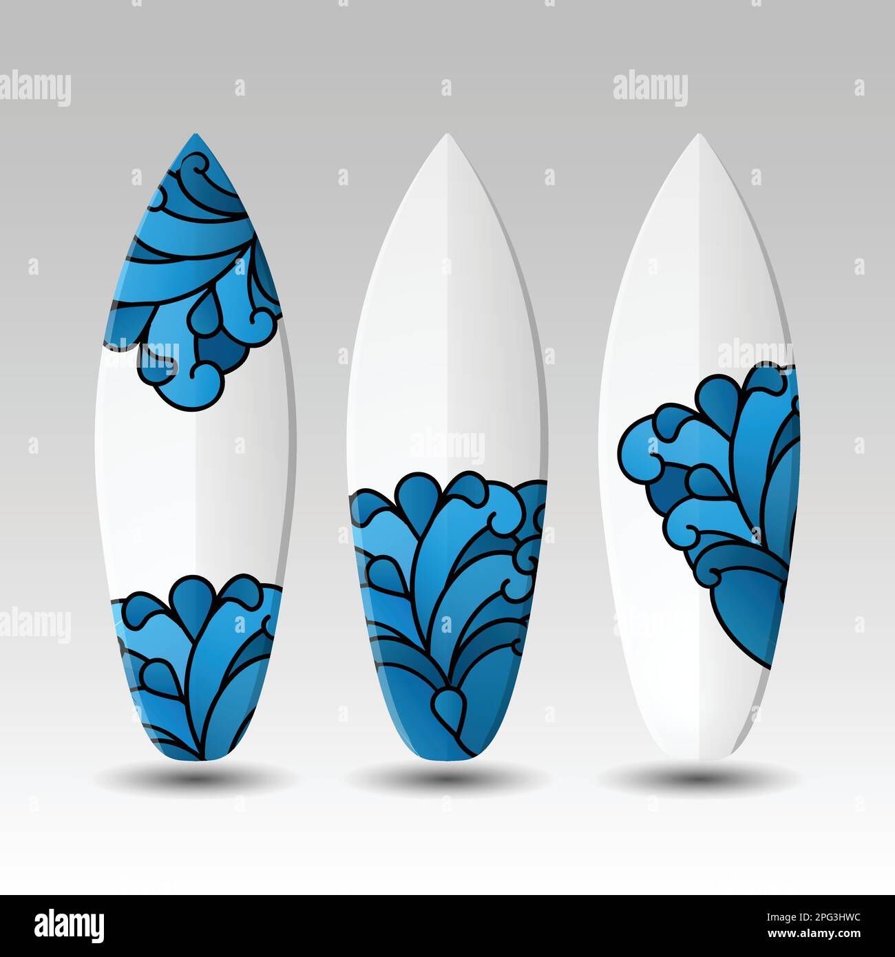 Surfboards Design Template with Waves Pattern Stock Vector Image & Art ...