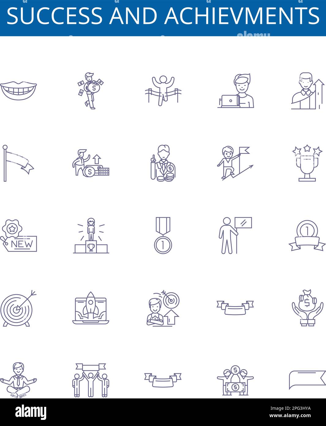 Success and achievments line icons signs set. Design collection of ...