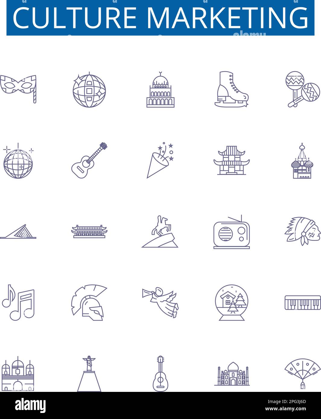 Culture marketing line icons signs set. Design collection of Cultural ...