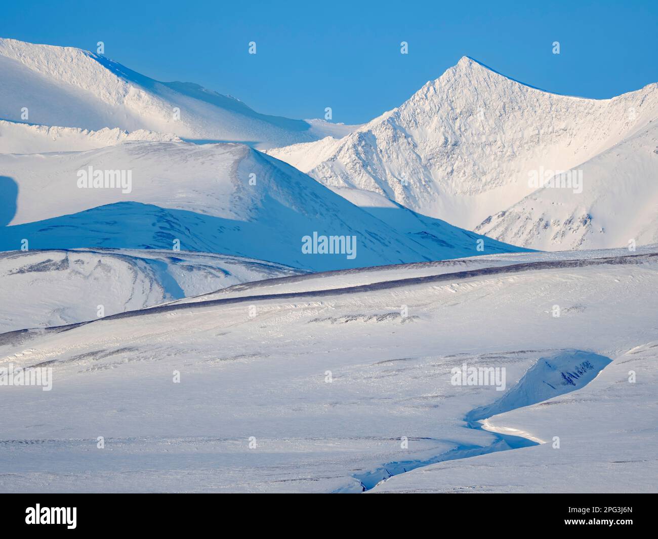 Landscape at frozen Groenfjorden, Island of Spitsbergen, part of ...