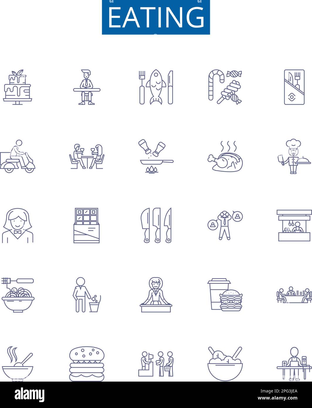 Eating line icons signs set. Design collection of Munching, Scoffing ...