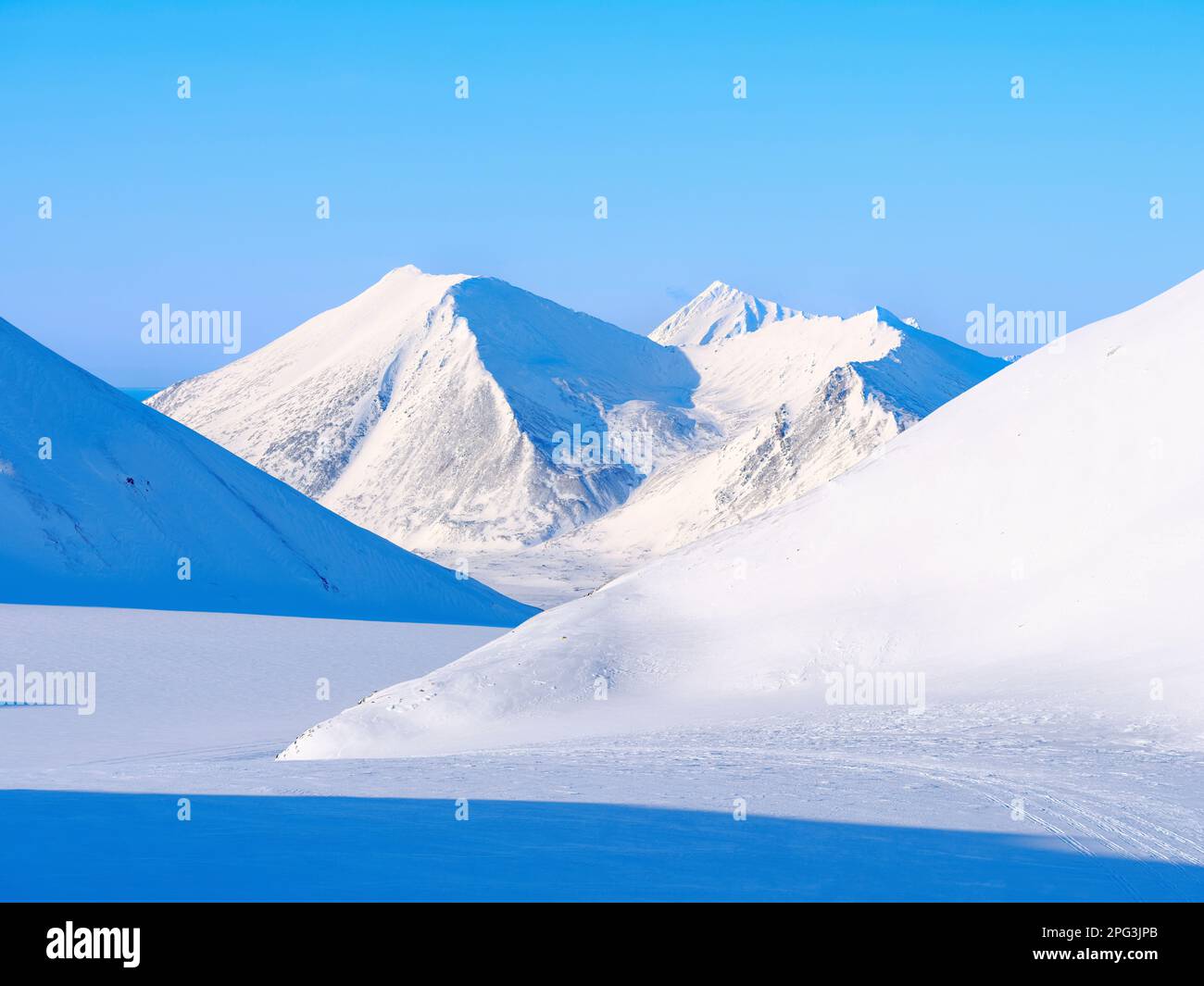 View towards Orustdalen. Landscape in Van Mijenfjorden National Park ...