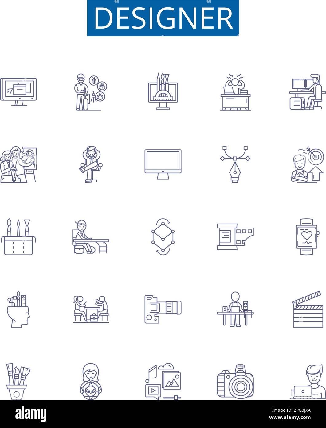 Designer Line Icons Signs Set Design Collection Of Designer Fashion