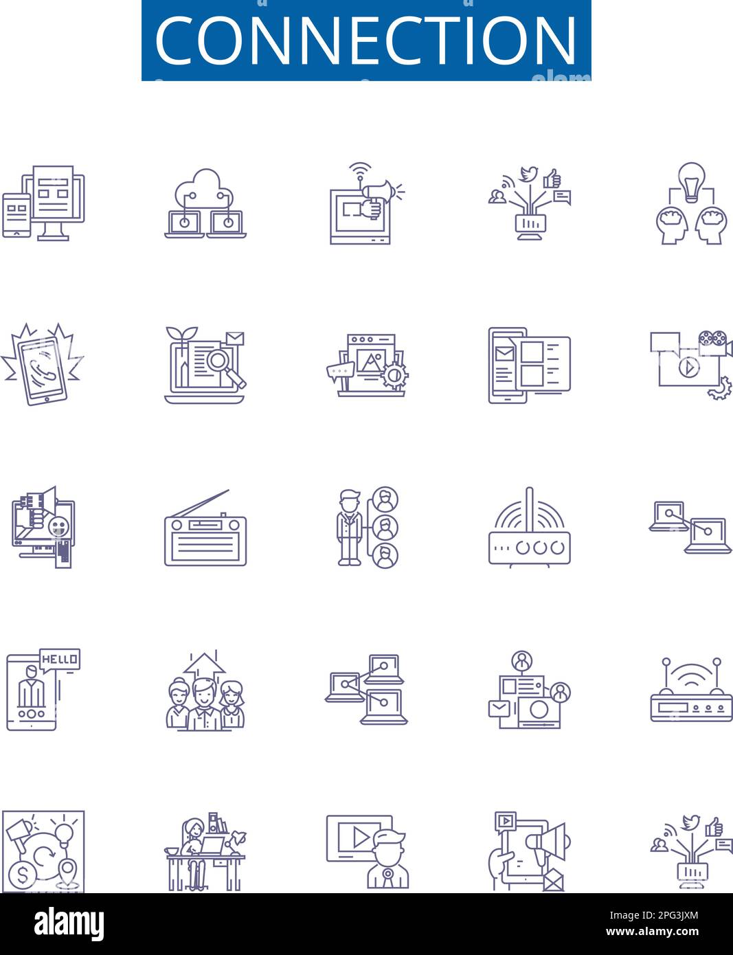 Connection line icons signs set. Design collection of Link, Union, Bond ...