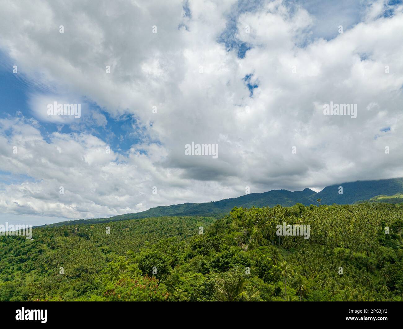Tropical mountain range and mountain slopes with rainforest ...
