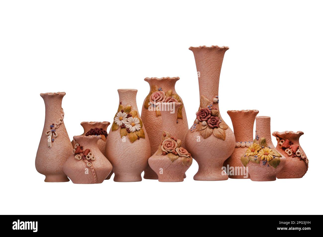 Group of ceramic vase on isolated background Stock Photo - Alamy