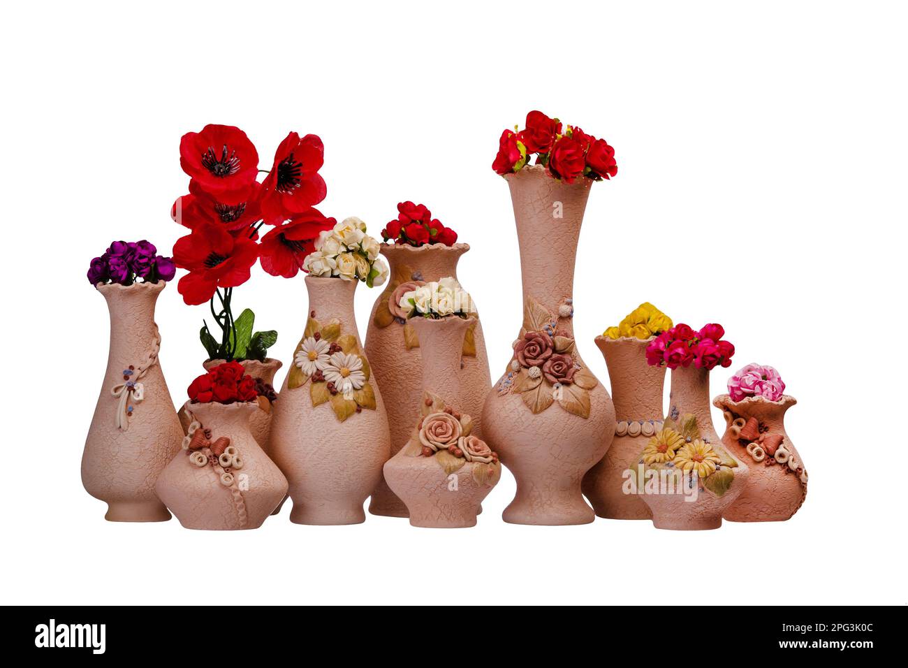 Group of ceramic vase on isolated background Stock Photo - Alamy