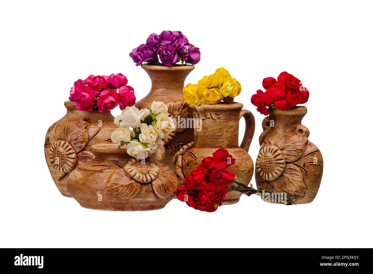 Group of ceramic vase on isolated background Stock Photo - Alamy