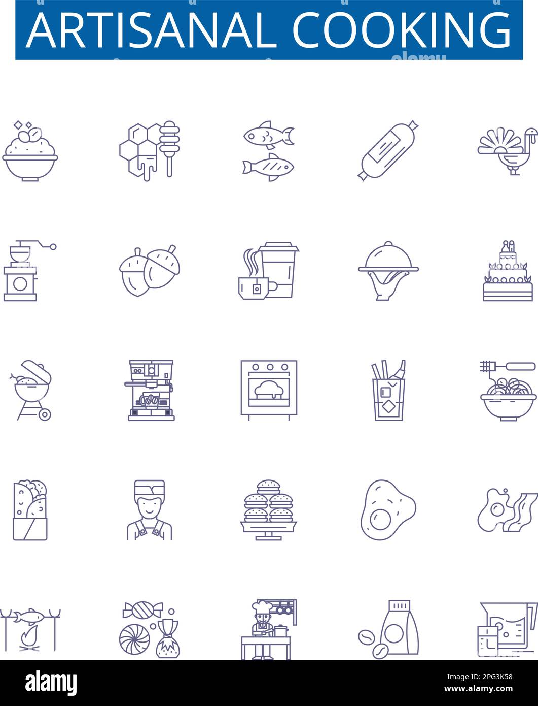 Artisanal cooking line icons signs set. Design collection of ...
