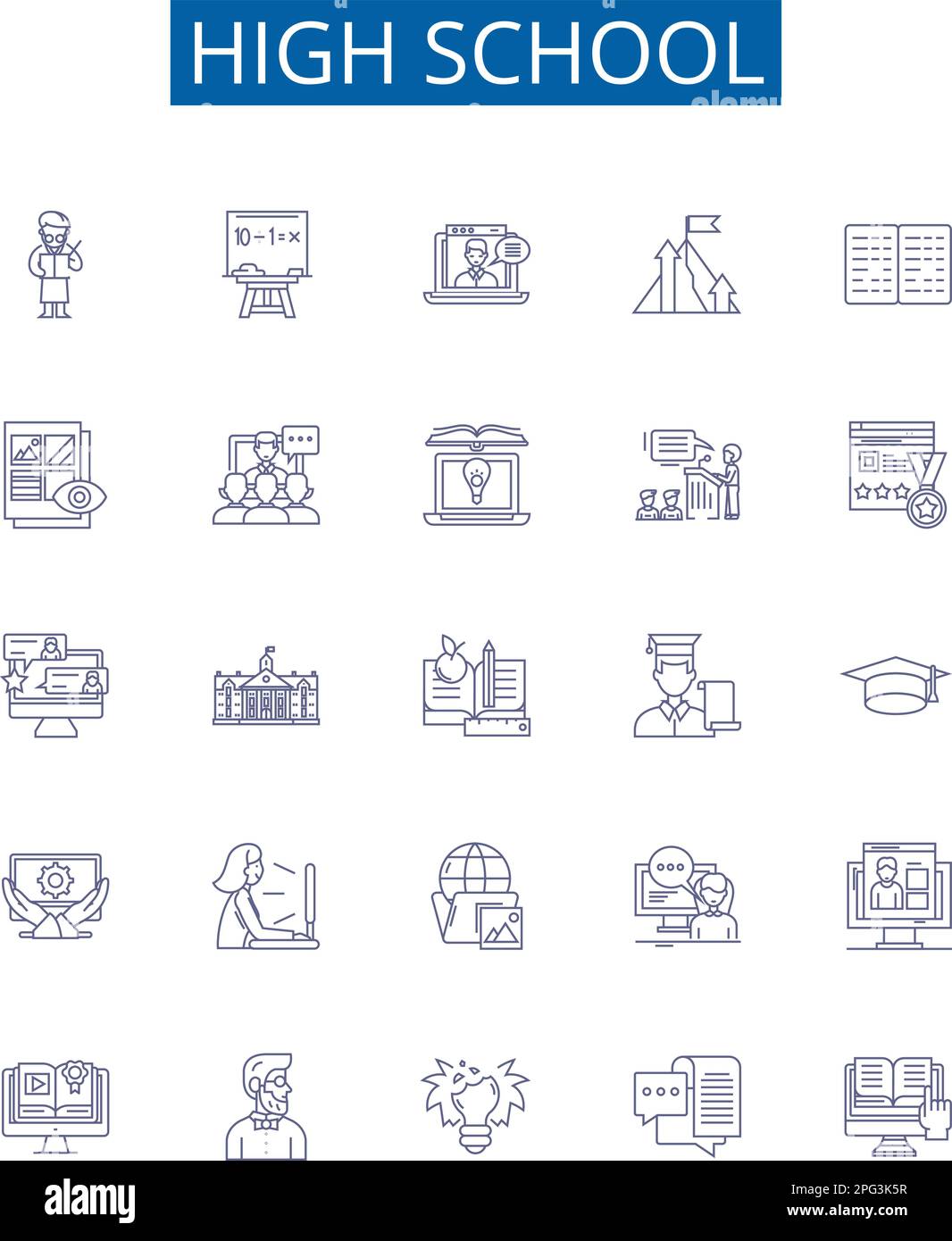 High school line icons signs set. Design collection of Education ... High school line icons signs set. Design collection of Education ...