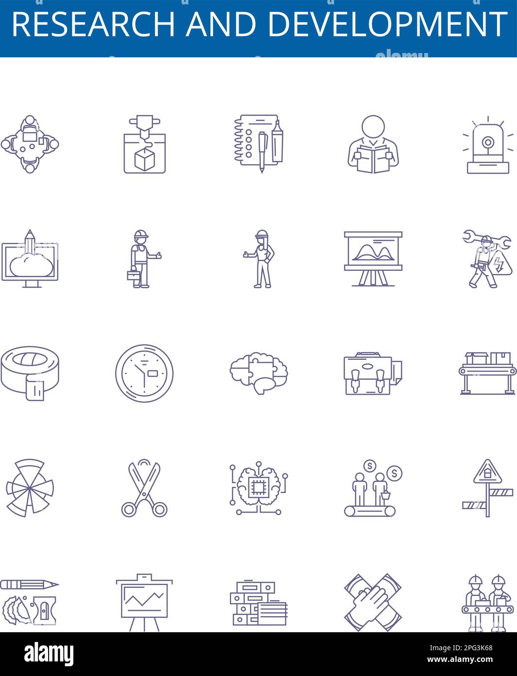 Research and development line icons signs set. Design collection of ... Research and development line icons signs set. Design collection of ...