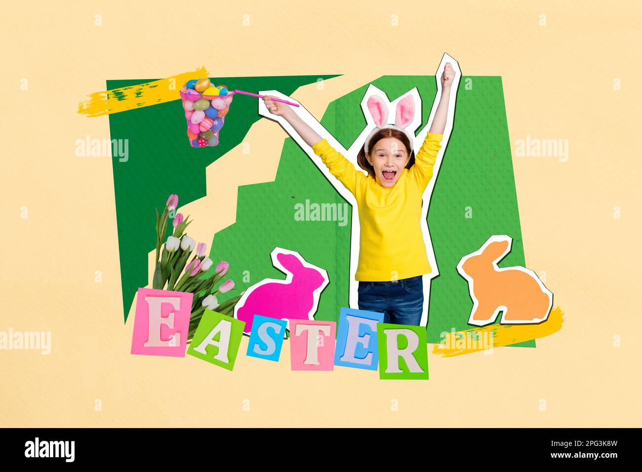 Creative green color photo collage template artwork brochure of ...