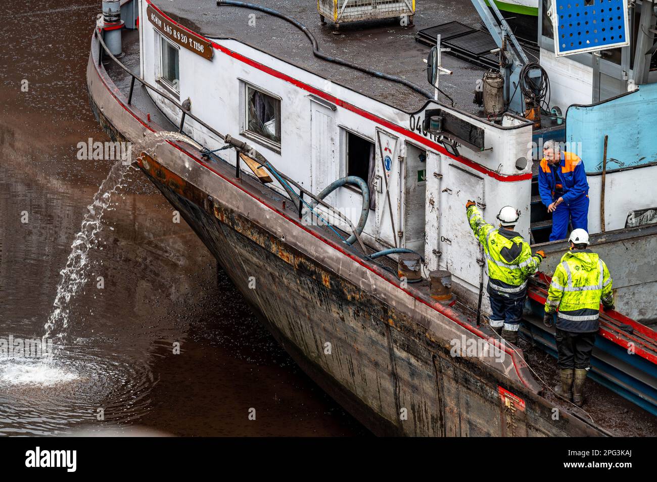 20 March 2023, Bavaria, Wörth An Der Donau: An 85-meter-long cargo ship ...