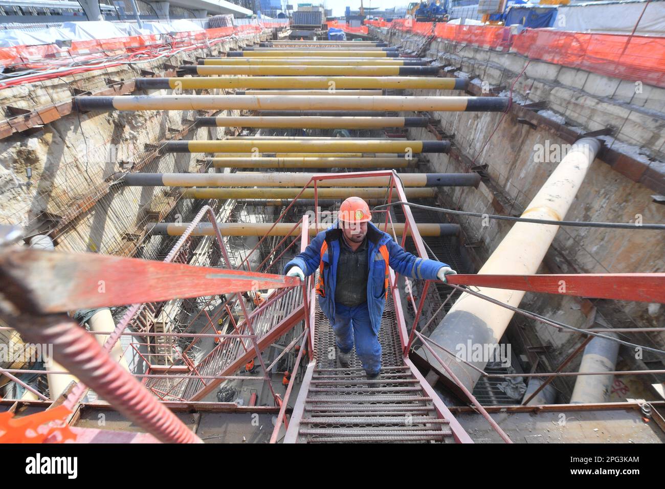 Moscow. Construction of the metro station 'Vnukovo Airport' on the ...