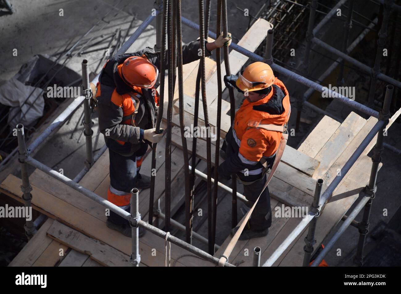 Moscow. Construction of the metro station 'Vnukovo Airport' on the ...