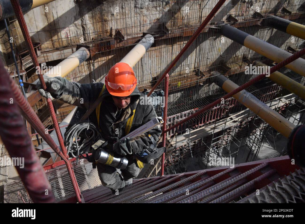 Moscow. Construction of the metro station 'Vnukovo Airport' on the ...