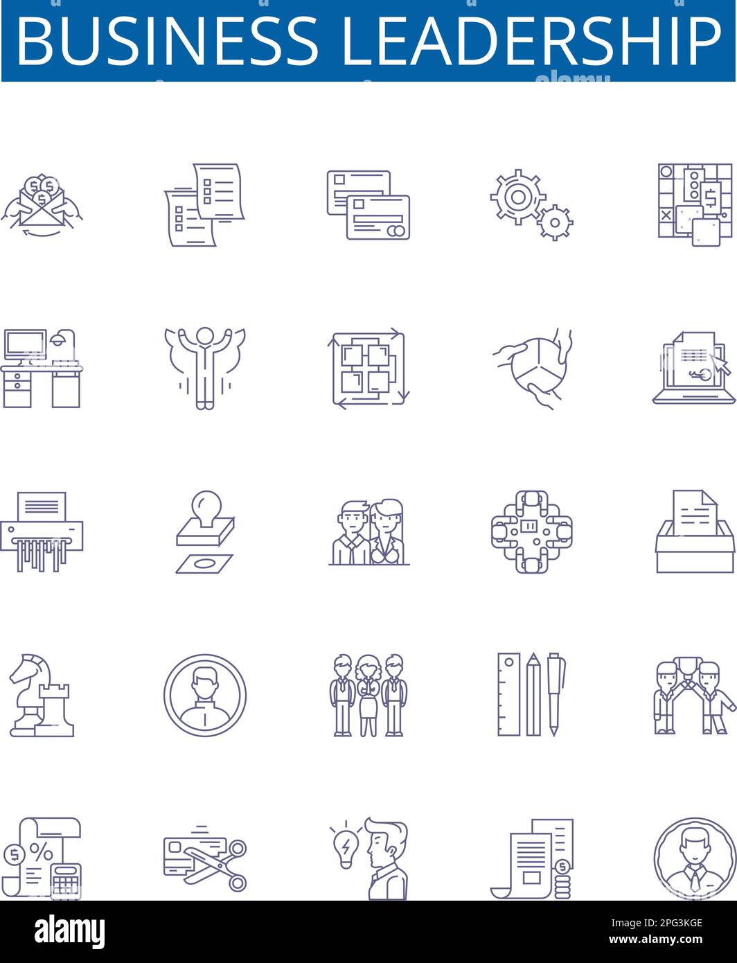 Business leadership line icons signs set. Design collection of ...