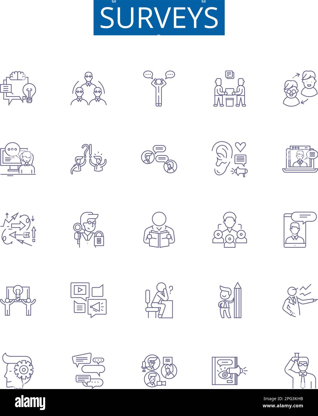 Surveys line icons signs set. Design collection of Survey, Polls ... Surveys line icons signs set. Design collection of Survey, Polls ...