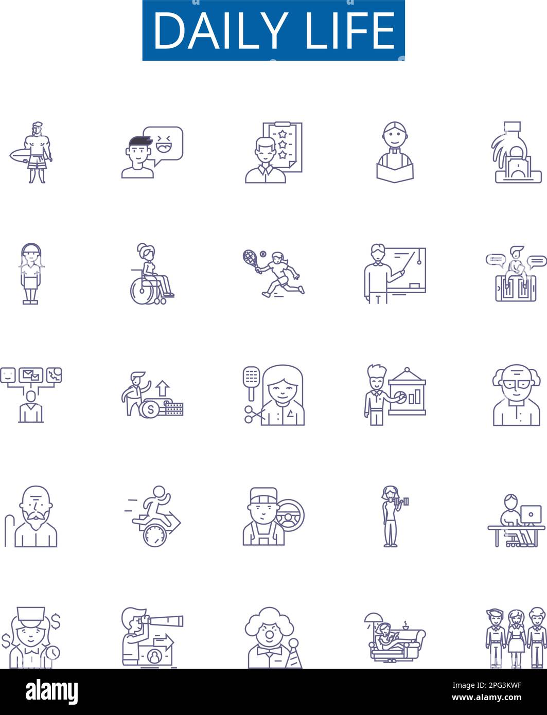 Daily life line icons signs set. Design collection of Routine, Daily ... Daily life line icons signs set. Design collection of Routine, Daily ...