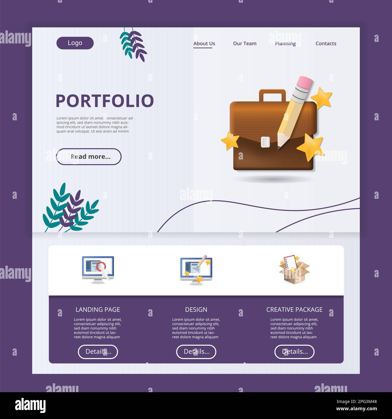 Portfolio flat landing page website template. Landing page, design ...