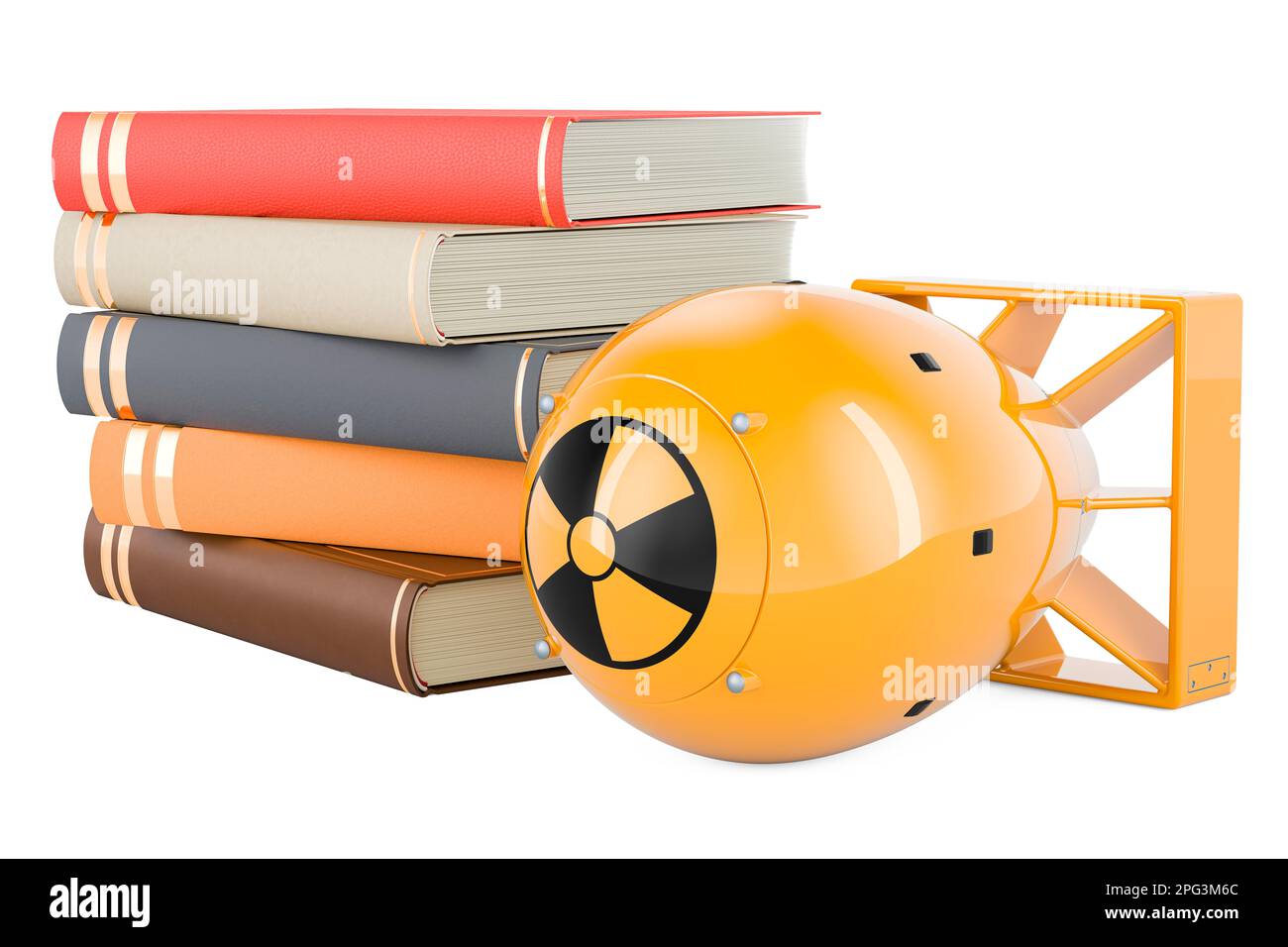 Atomic bomb with books, 3D rendering isolated on white background Stock ...
