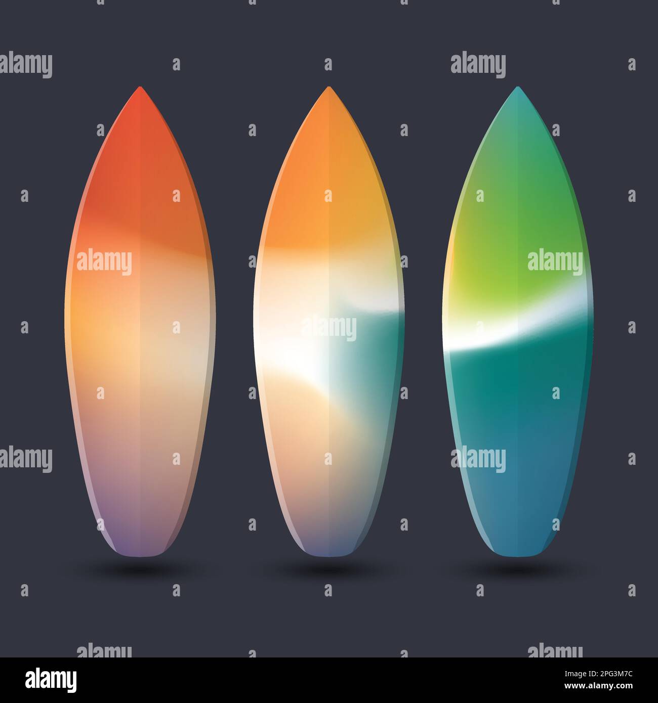 Vector Surfboards Design with Colorful Abstract Blurred Pattern Stock ...