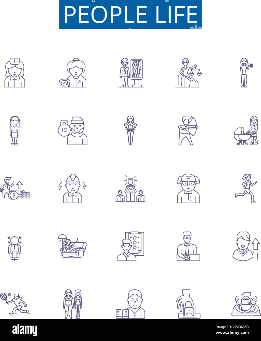 People life line icons signs set. Design collection of Life, People ...