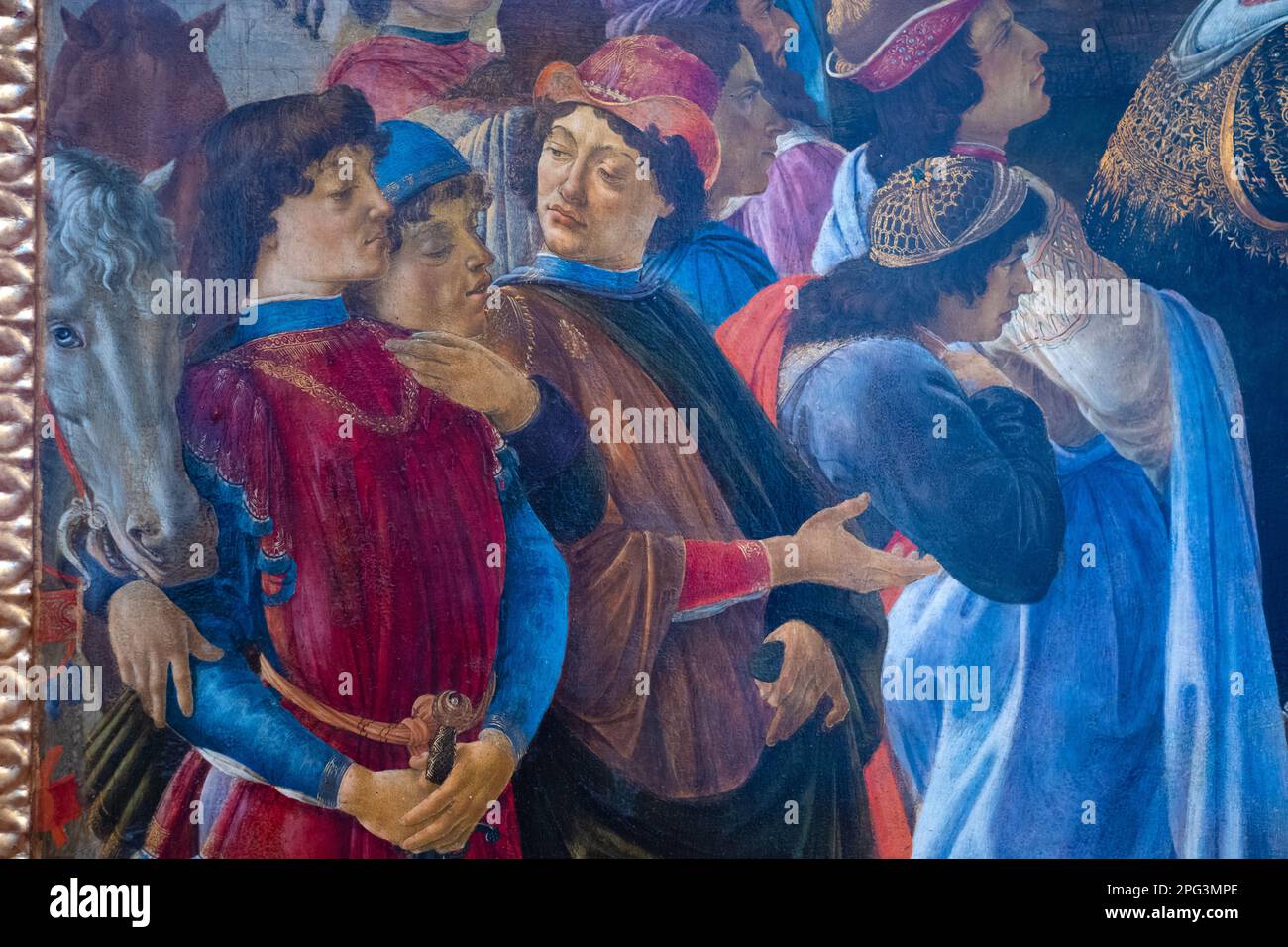 Details from The Adoration of the Magi by Sandro Botticelli showing ...