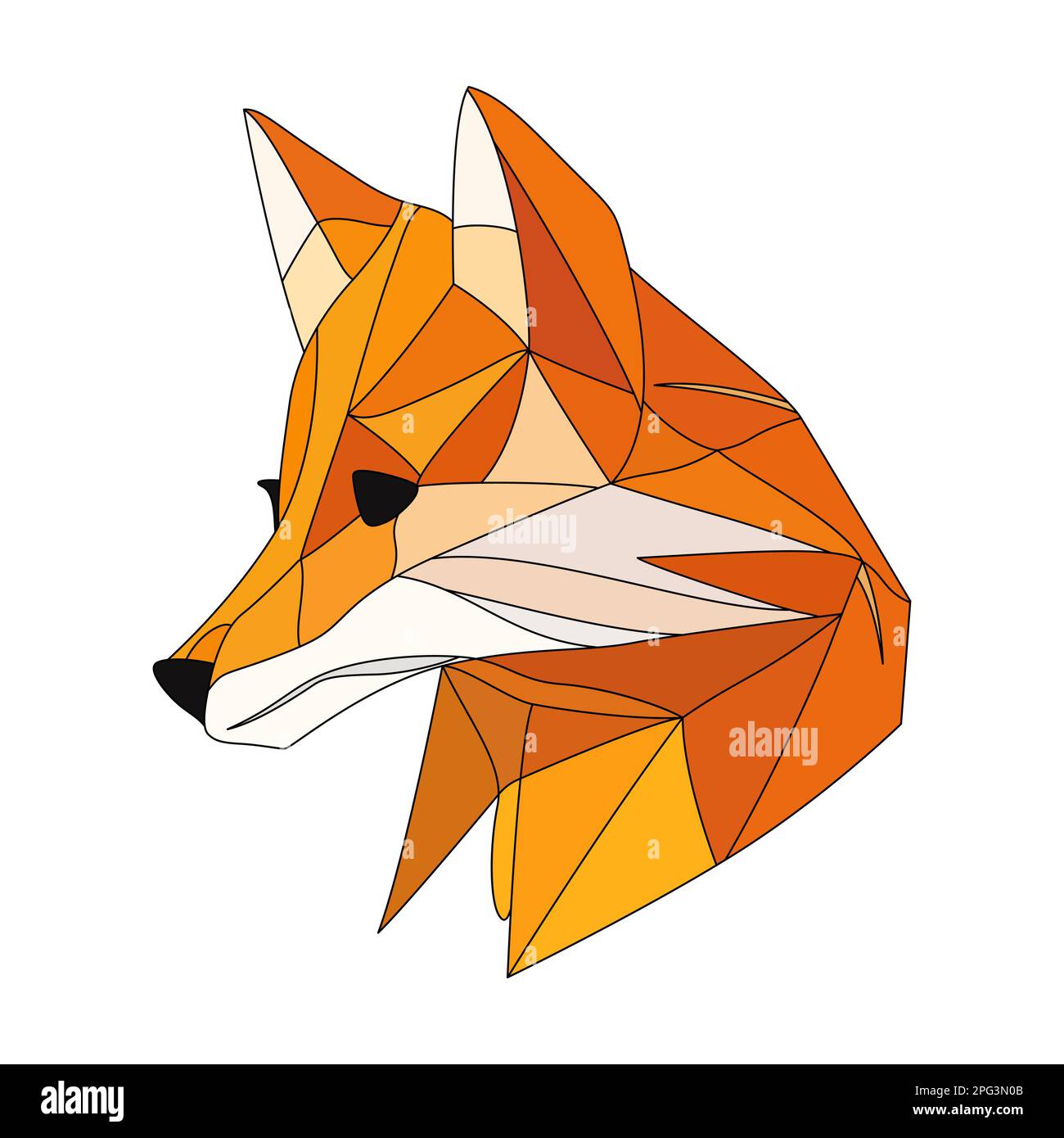 Fox logo design. Abstract colorful polygon fox head. Calm fox face. Vector illustration Stock ...
