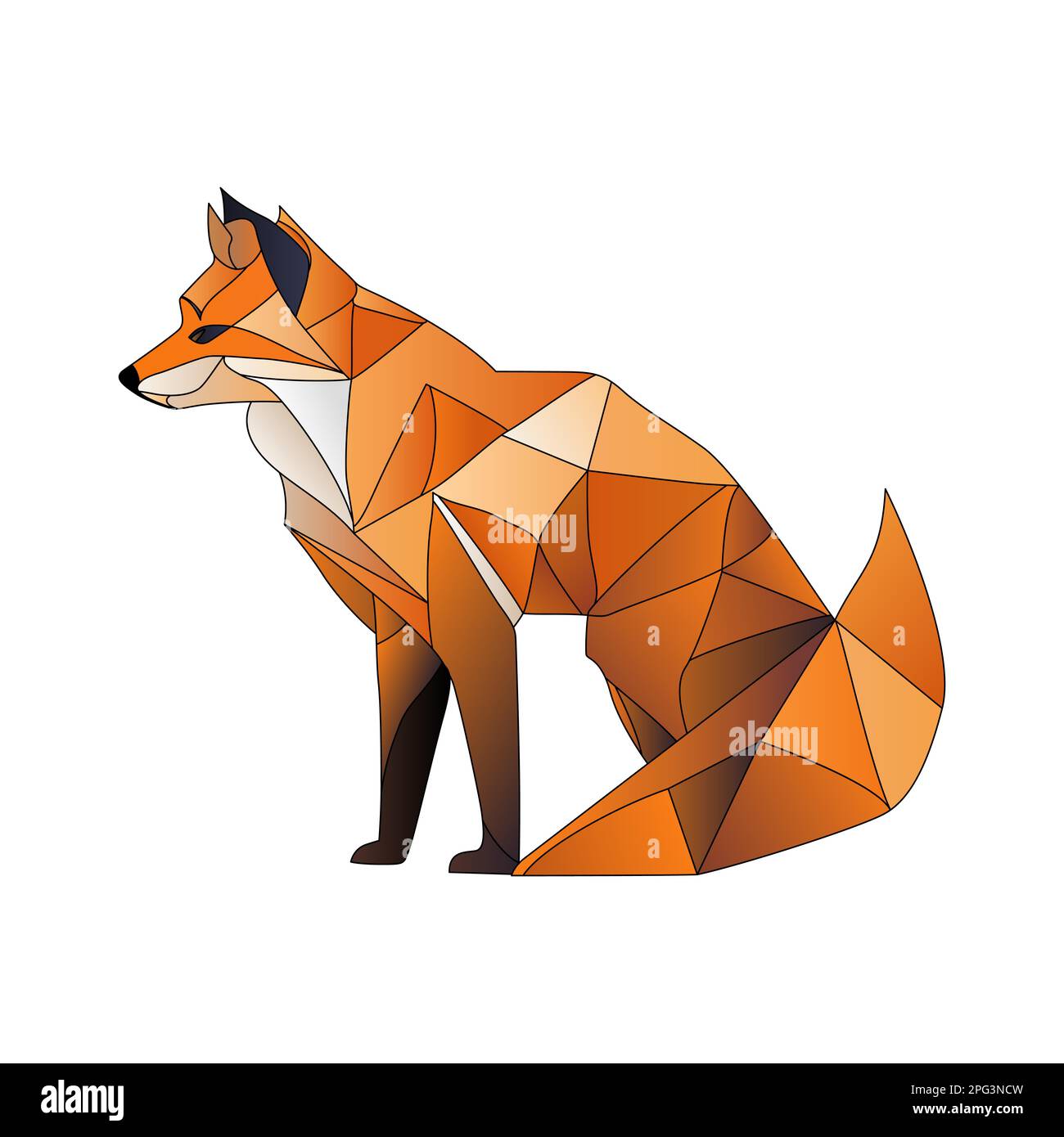 Fox logo design. Abstract colorful polygonal fox image. Calm fox. Vector illustration Stock ...