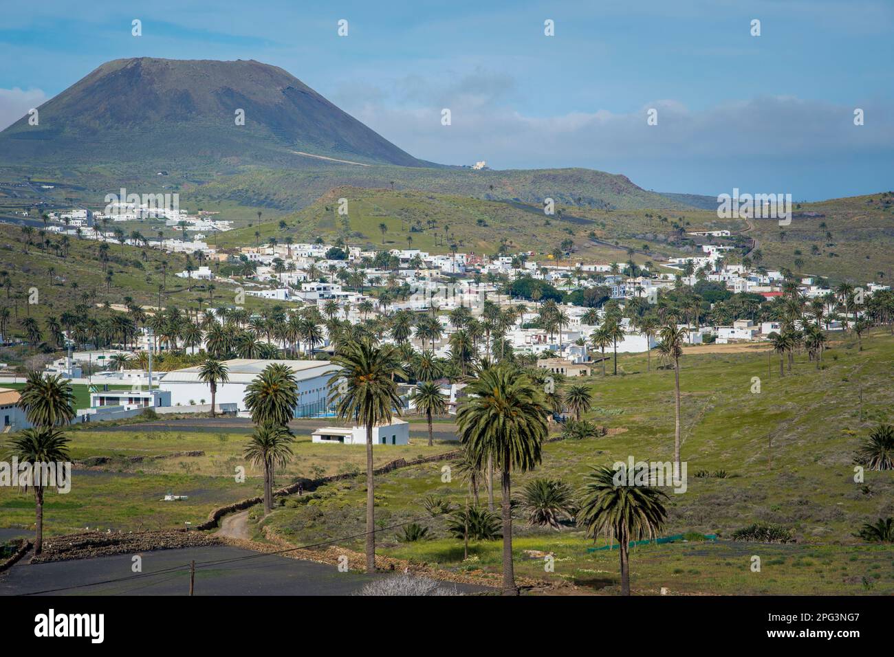 Landscape view on the small town and valley of 1000 palms of Haria on ...