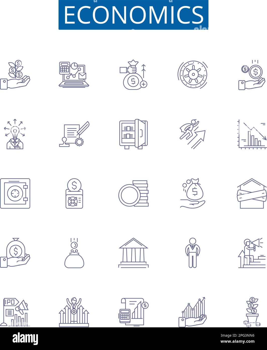 Economics line icons signs set. Design collection of Economy, Finance, Supply, Demand, Capital ...