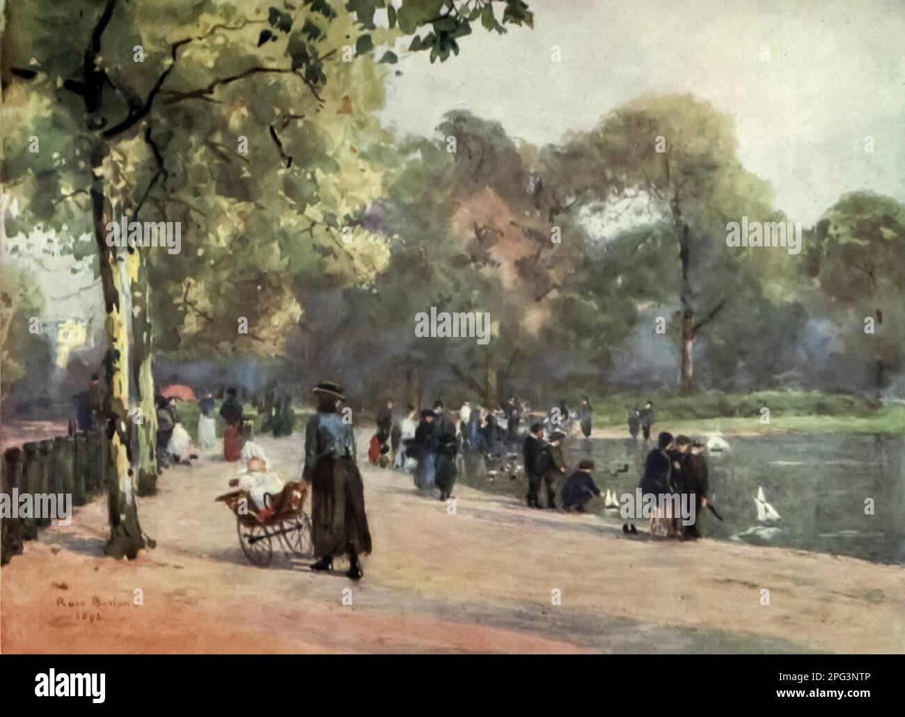 Sailing-boats on the Serpentine watercolour painted by Rose Barton from ...