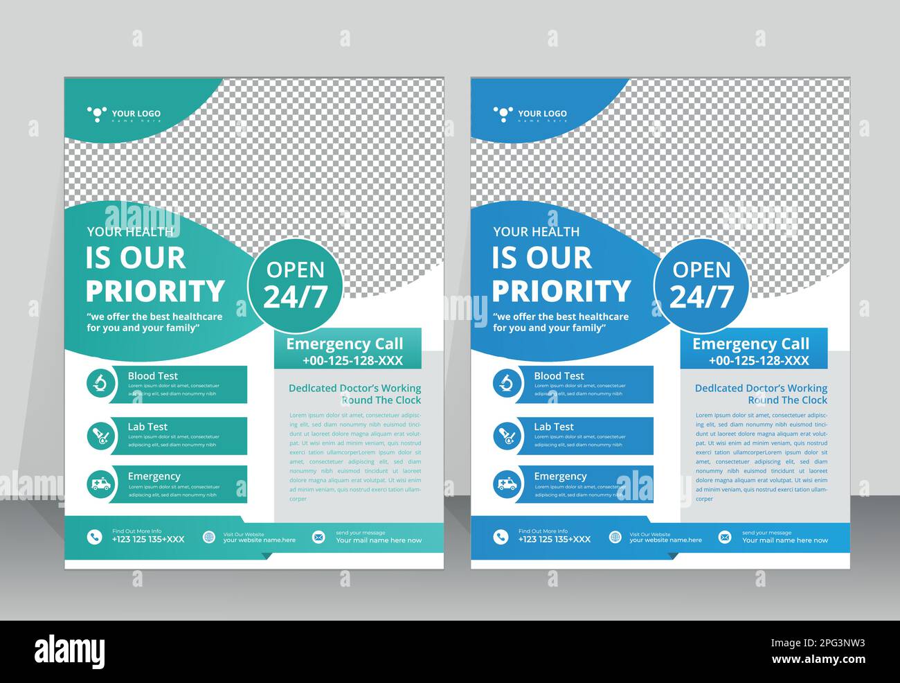Healthcare cover a4 template design and flat icons for a report and medical brochure design ...