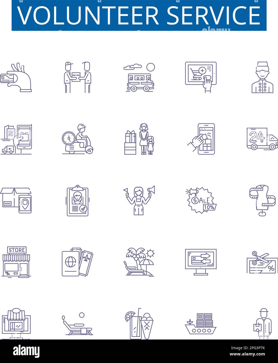 Volunteer service line icons signs set. Design collection of ...