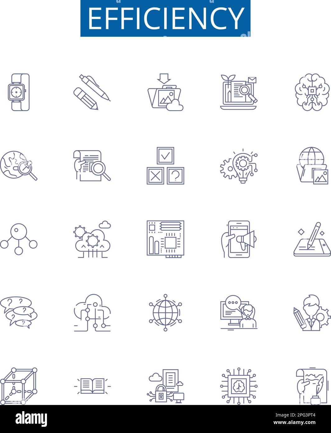 Efficiency line icons signs set. Design collection of Proficiency ...