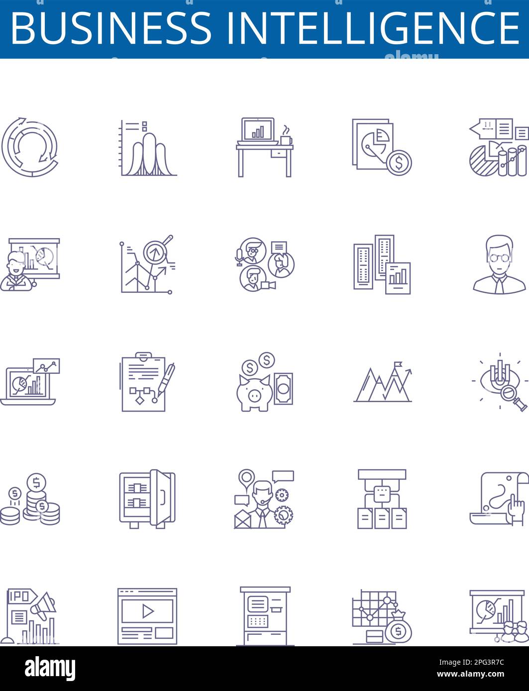 Business intelligence line icons signs set. Design collection of ... Business intelligence line icons signs set. Design collection of ...