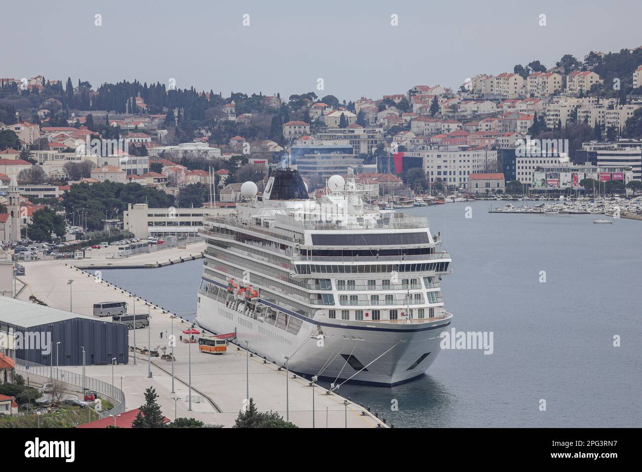 Cruiser Viking Sky sailed into the port of Gruz in Dubrovni, Croatia on ...
