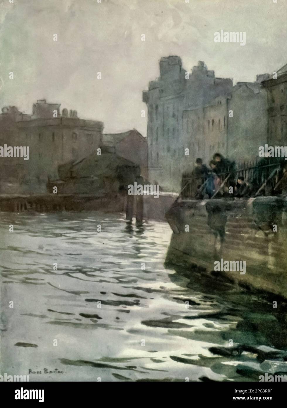 Old River wall, Chelsea watercolour painted by Rose Barton from the ...