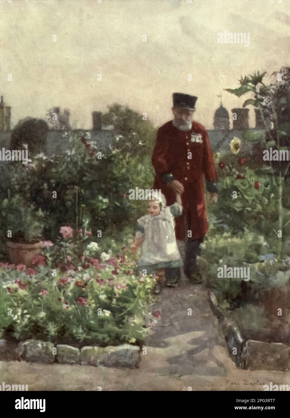 The Pensioners' Garden, Royal Hospital, Chelsea watercolour painted by ...