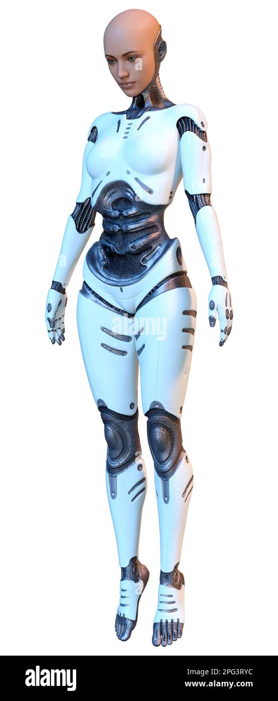 3D rendering of a female robot isolated on white background Stock Photo ...
