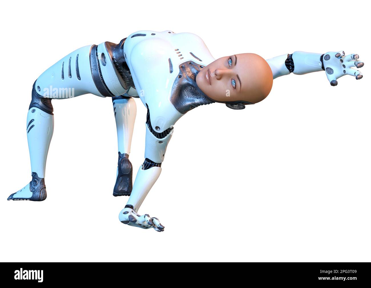 3D rendering of a female robot isolated on white background Stock Photo ...